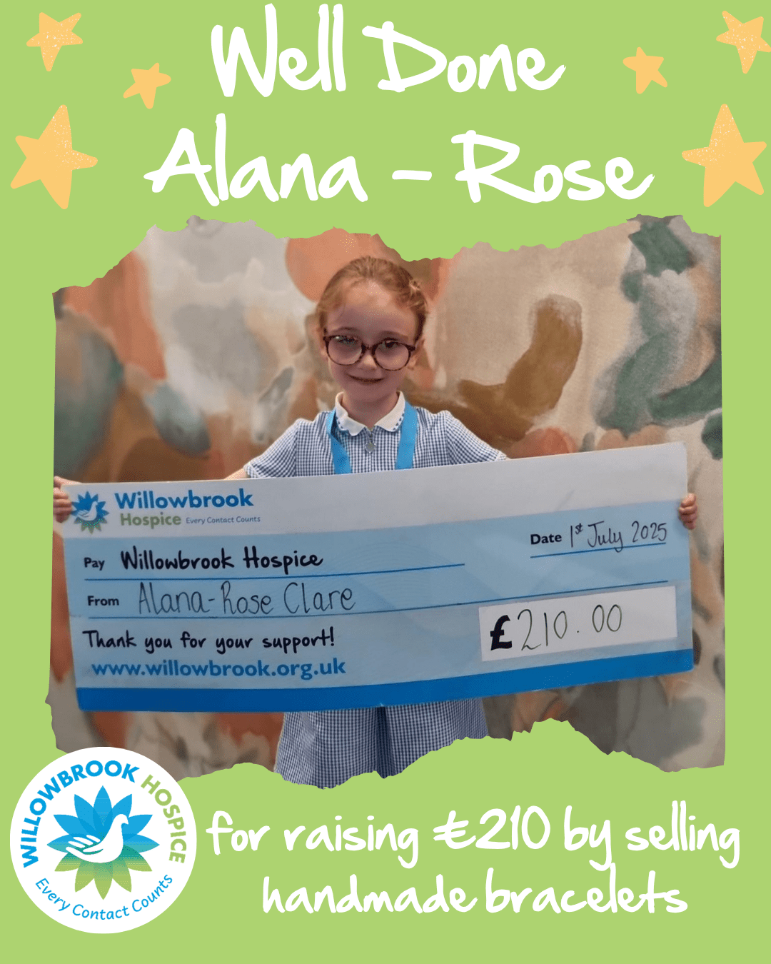 Well done to Alana-Rose | Willowbrook Hospice