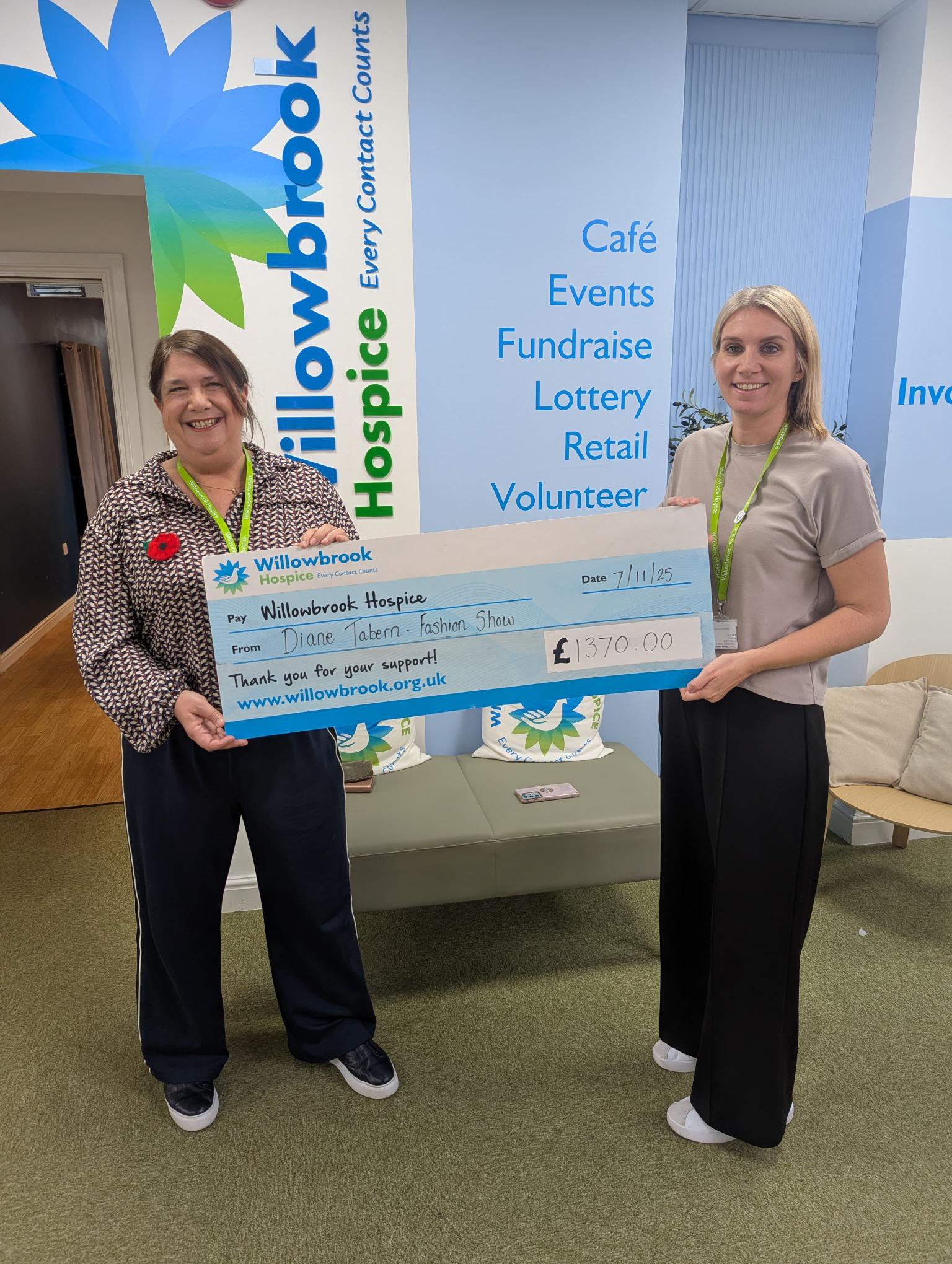 Thank you Diane for raising £1,370! | Willowbrook Hospice